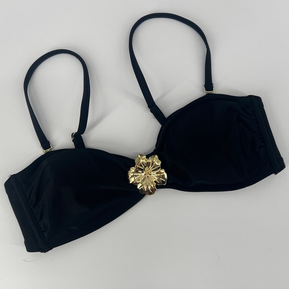 wild fable | Swim | Wild Fable Small Black Bikini Top Gold Floral ...
